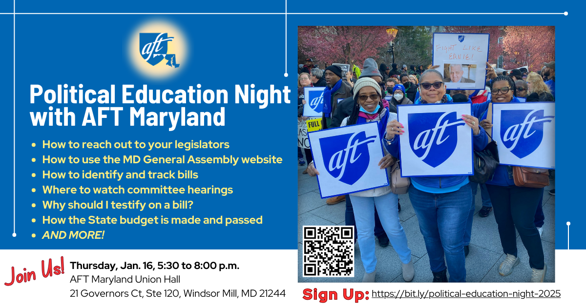 Political Education Night with AFT Maryland | AFT-Maryland